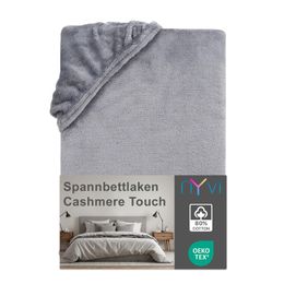 NYVI Spannbettlaken DreamScience Cashmere Touch Spannbetttuch - Kuschelweiches & Wärmendes Bettlaken für Matratzenhöhe bis zu 22 cm Farbe:grau;Größe:90x200 - 100x200 cm