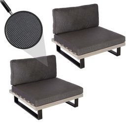 2er-Set Lounge-Sessel MCW-H54, Garten-Sessel, Spun Poly Akazie Holz FSC-zertifiziert Alu ~ grau, Polster dunkelgrau