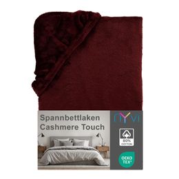 NYVI Spannbettlaken DreamScience Cashmere Touch Spannbetttuch - Kuschelweiches & Wärmendes Bettlaken für Matratzenhöhe bis zu 22 cm Farbe:bordeaux;Größe:90x200 - 100x200 cm