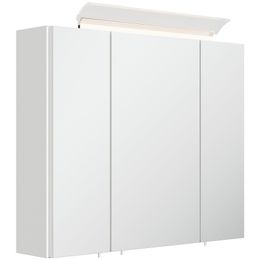 Posseik Spiegelschrank 75cm inkl. Design LED-Lampe und Glasböden weiss hochglanz