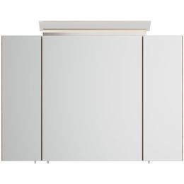 Posseik Spiegelschrank 90cm inkl. Design LED-Lampe und Glasböden weiss hochglanz