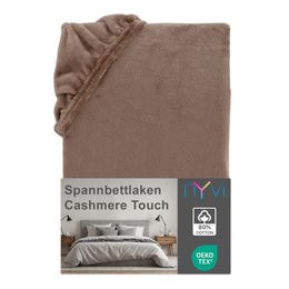 NYVI Spannbettlaken DreamScience Cashmere Touch Spannbetttuch - Kuschelweiches & Wärmendes Bettlaken für Matratzenhöhe bis zu 22 cm Farbe:nougat;Größe:180 - 200x220 + 40 cm Boxspringbett