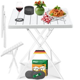 Kesser® Balkontisch klappbar Wetterfest & UV-beständig Balkonmöbel Beschichteter Stahl Outdoor Gartentisch Gartenmöbel mit 6 Filz-Untersetzer Bistrotisch bis zu 100 kg belastbar