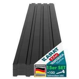 Karat homeliving Trapezblech Wand- & Dachverkleidung Profilblech Schwarz 15 Stück
