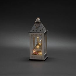 LED-Deko-Laterne mit Haus und Weihnachtsmann