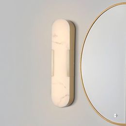 Searchlight LED-Bad-Wandlampe Opaline Höhe 50 cm goldfarben Metall/Resin