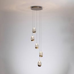 Searchlight LED-Hängelampe Seeds, Ø 30 cm, cremefarben, Glas, 5-flg.