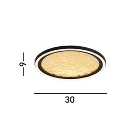 Searchlight LED-Deckenlampe Luna, Ø 30 cm, schwarz/goldfarben, Metall