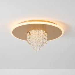 Searchlight LED-Deckenleuchte Deluge, goldfarben, Ø 32 cm, Metall/Acryl