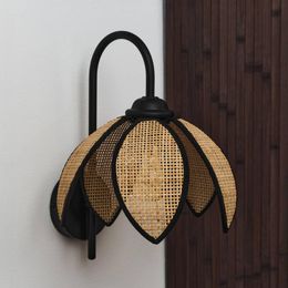 Osram Wandleuchte Decor Rattan Lotus, beige/schwarz, E27