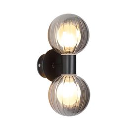 Searchlight Bad-Wandlampe Lumisphere, schwarz/rauchgrau Höhe 28 cm 2-fl.