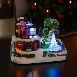 LED-Dekoleuchte Bahnhof mit Kristallweihnachtsbaum