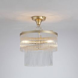 Searchlight Deckenlampe Lara, Ø 35 cm, goldfarben/klar, Glas/Metall