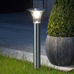 LINDBY Solar-LED-Erdspießleuchte Jolin, 66 cm, Edelstahl