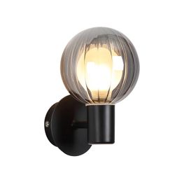 Searchlight Bad-Wandlampe Lumisphere, schwarz/rauchgrau, Höhe 12 cm Glas