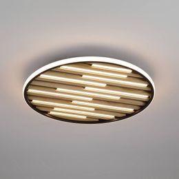 Searchlight LED-Deckenlampe Equalise, Ø 49 cm, schwarz/hellbraun, Metall