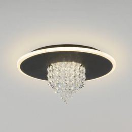Searchlight LED-Deckenleuchte Deluge, schwarz, Ø 32 cm, Metall/Acryl