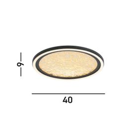 Searchlight LED-Deckenlampe Luna, Ø 40 cm, schwarz/goldfarben, Metall