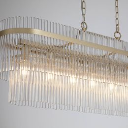 Searchlight Hängelampe Lara, Länge 98 cm, goldfarben/klar, Glas/Metall