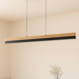 LUCANDE LED-Pendelleuchte Holven, Holz, CCT, Länge 113 cm