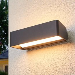 LED Aussenwandleuchte Midvig Lucande, schwarz, Aluminium, Modern, LED Wandleuchte außen
