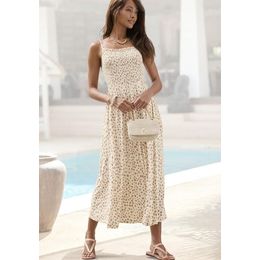 Lascana Midikleid mehrfarbig Gr. 34 für Damen. Eckiger Ausschnitt und Allover-Druck. Figurumspielend. Nachhaltig.