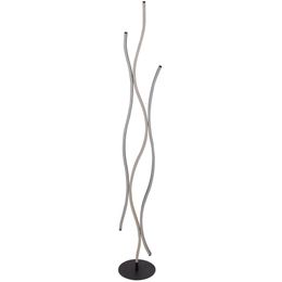 Searchlight LED Stehlampe "Stehlampe Bloom, 1-flammig", schwarz (sand schwarz und holzoptik), 1, Ø 20cm H: 138,5cm, 1 Stk., Leuchten, Mit Holzoptik