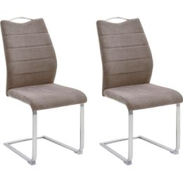 Freischwinger MCA furniture "Ferrera", braun (cappuccino, edelstahl gebürstet), B:45cm H:99cm T:57cm, Polyester, Stühle, (2er-Set), Komfortsitzhöhe von ca. 48 cm, Schwingstühle mit Griff