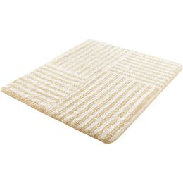 Badematte Kleine Wolke "Chelsea", beige (sandbeige), H:20mm, Polyester, Badematten, Badteppich, modernes Design, gestreift