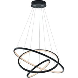 Trio LEUCHTEN LED Pendelleuchte "Aaron", grau (nickelfarben), 1, Ø 80cm H: 150cm, 1 Stk., Leuchten, WiZ Smarthome RGB Hängeleuchte höhenverstellbar Fernbedienung + App, Designerlampe