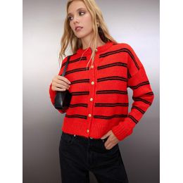 Trendyol Strickjacke Damen Gr&ouml;&szlig;e S rot / schwarz
