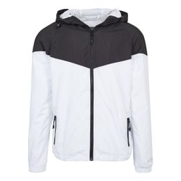 Allwetterjacke Urban Classics "Urban Classics Herren 2-Tone Tech Windrunner", Herren, Gr. L, schwarz-weiß (schwarz, weiß), 100% Polyester, mehrfarbig, normal, ohne Ausschnitt, Jacken