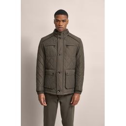 Kurzjacke Bugatti, Herren, Gr. 50, grün (oliv), 100% Polyester, kariert, regular fit, Manschette, Jacken, im Rautenstepp