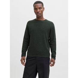 Jack & Jones Rundhalspullover JACK & JONES "JJEGEORGE KNIT CREW NECK NOOS", Herren, Gr. M, schwarz (rosin detail:with schwarz), Strick, Obermaterial: 85% Baumwolle, 15% Polyester, unifarben, Modisch, relaxed fit taillenbedeckt, Rundhals, Bündchen, Pullover, mit Strick Optik