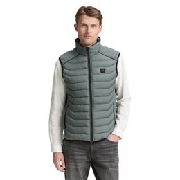 Steppweste Tom Tailor, Herren, Gr. XXL, grün (washed jasper grün), Steppware, Obermaterial: 100% Polyester. Futter: 100% Polyester, Strukturmuster, regular fit taillenbedeckt, Westen, mit Logo Stickerei