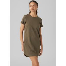Véro Moda Jerseykleid VERO MODA "VMSASHAMILLA SS SWEAT DRESS NOOS", Damen, Gr. XS, N-Gr, kalamata, Jersey, Obermaterial: 82% Polyester, 18% Baumwolle, unifarben, normal, Rundhals, Kleider, Sommerkleid