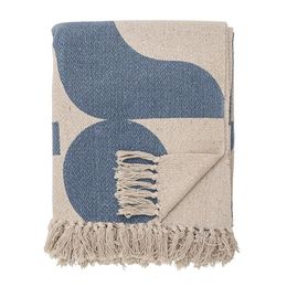 Bloomingville Plaid "Agno" in Blau/ Beige - (L)160 x (B)130 cm - 17% | Decken