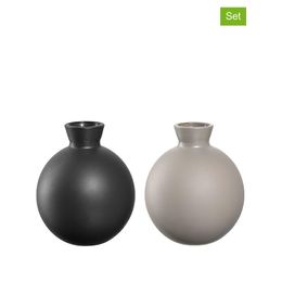 Leonardo 2er-Set: Vasen "Casolare" in Schwarz/ Beige - (H)9 x Ø 7,5 cm - 41% | Kerzen-vasen