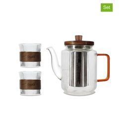 Ogo Living 3tlg. Tee-Set in Transparent/ Braun - 22% | Gedeckter-tisch