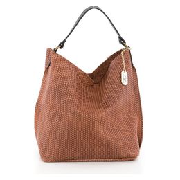 Anna Morellini Leder-Schultertasche "Sebastiana" in Braun - (B)38 x (H)36 x (T)14 cm - 74% | Damen-taschen