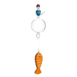 Leonardo Glasfigur "Angler" in Transparent/ Blau/ Orange - 11% | Wohndekoration
