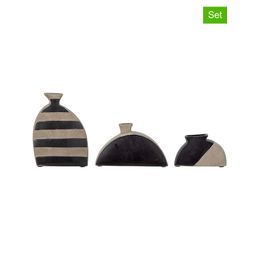 Bloomingville 3er-Set: Vasen "Nezha" in Schwarz/ Beige - 47% | Kerzen-vasen
