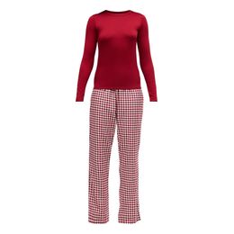 Hunkem&ouml;ller Hunkem&ouml;ller Pyjama Damen Gr&ouml;&szlig;e L knallrot / wei&szlig; Winterkleid