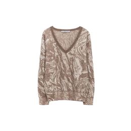 Adolfo Dominguez Pullover Damen Gr&ouml;&szlig;e L dunkelbeige / naturwei&szlig;