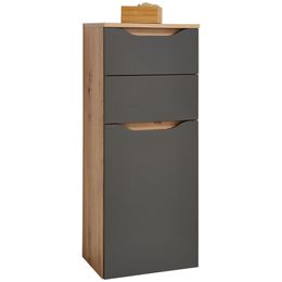 Mid.you Unterschrank, Anthrazit, Eiche, Holzwerkstoff, 1 F&auml;cher, 2 Schublade(n) Schubladen, 40x102x30 cm, Badezimmer, Badezimmerschr&auml;nke, Bad Unterschr&auml;nke