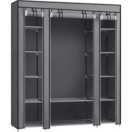 Boxxx Stoffschrank, Grau, Metall, Kunststoff, Textil, 9 F&auml;cher, 150x175x45 cm, Schlafzimmer, Kleiderschr&auml;nke, Stoffschrank