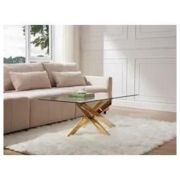 Couchtisch - Sicherheitsglas & Goldfarbenes Metall - Transparent - COSIMA