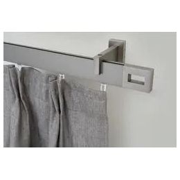 Gardinenstange Garesa "FLAT", silber (vernickelt), L:440cm, Aluminium, Gardinenstangen, Rechteckprofil, Wandmontage, perfekter Lauf, modern, verlängerbar