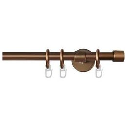 Gardinenstange Garesa "RUSTIKA", braun (bronzefarben), L:200cm Ø:16mm, Metall, Gardinenstangen, rustikale Vorhanggarnitur, verlängerbar, m. Ringe, Endkappe