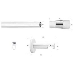 Gardinenstange Garesa "WHITE", weiß, L:370cm Ø:20mm, Eisen, Gardinenstangen, Vorhanggarnitur, Innenlauf, verlängerbar, Wandmont., Endknopf 2-färbig